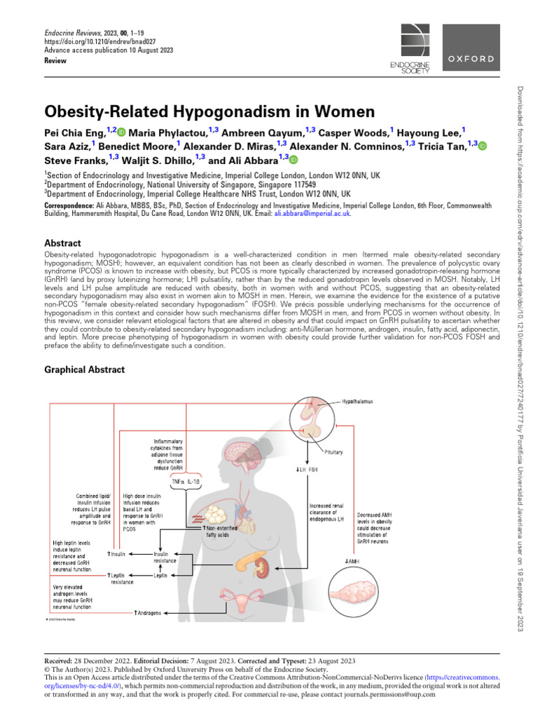 Female Obesity-Related Hypogonadism | PDF | Luteinizing Hormone ...