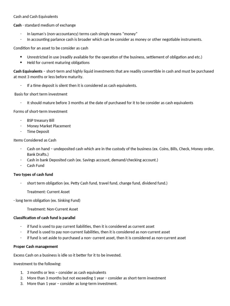 Understanding Cash and Cash Equivalents | PDF | Cash And Cash ...