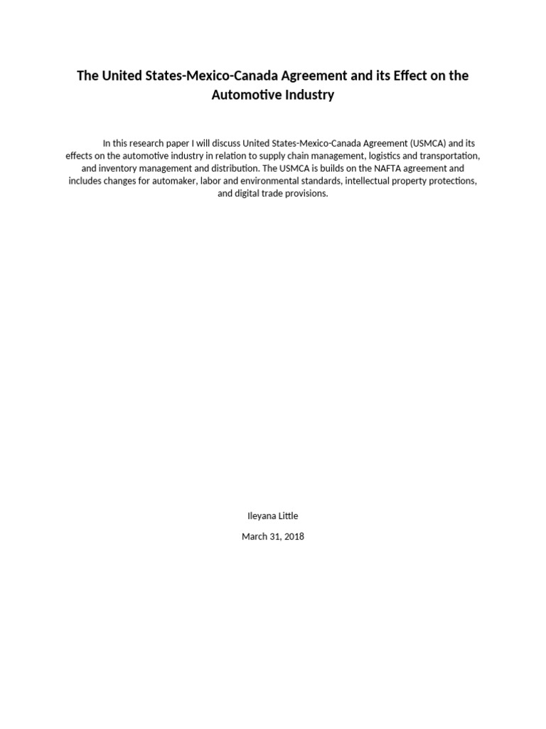 USMCA Research Paper | PDF | North American Free Trade Agreement | Trade