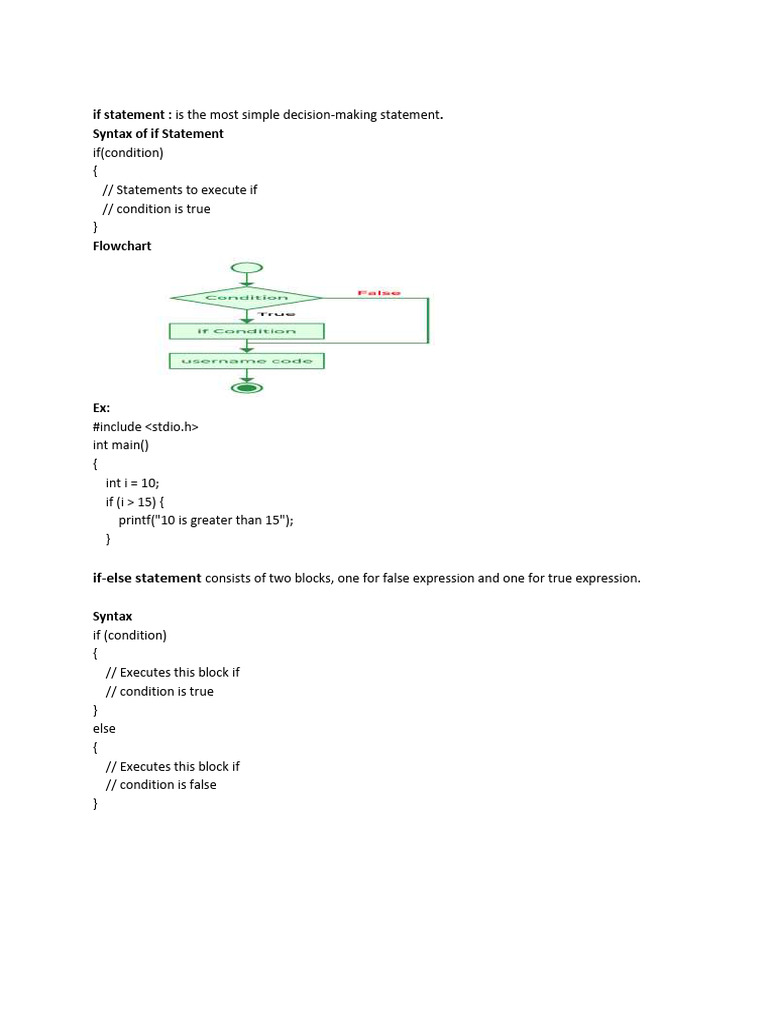 Illustrate decision making and branching statements | PDF