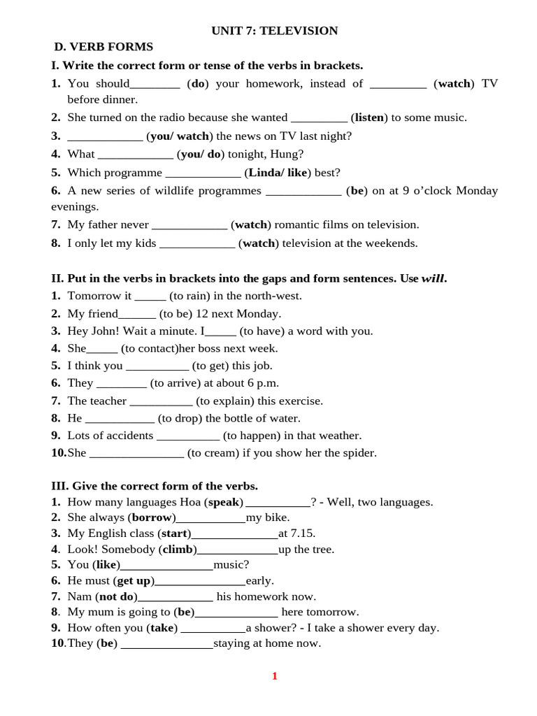 5. Verb Form e6 (Unit 7-12) | PDF