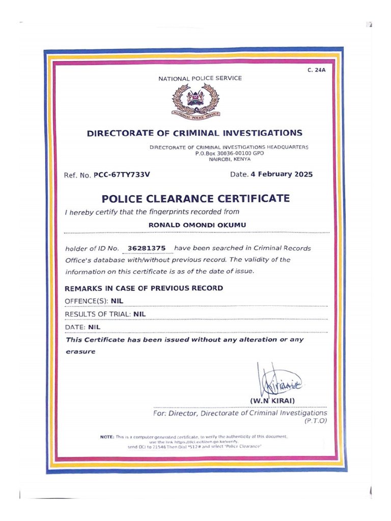 Certificate of Good Conduct | PDF