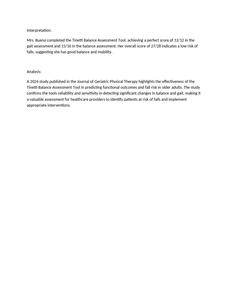 Tinetti Balance | PDF