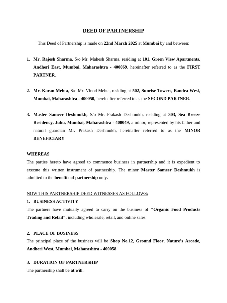 A024 DPC Assignment Deed of Partnership | PDF | Partnership | Banks