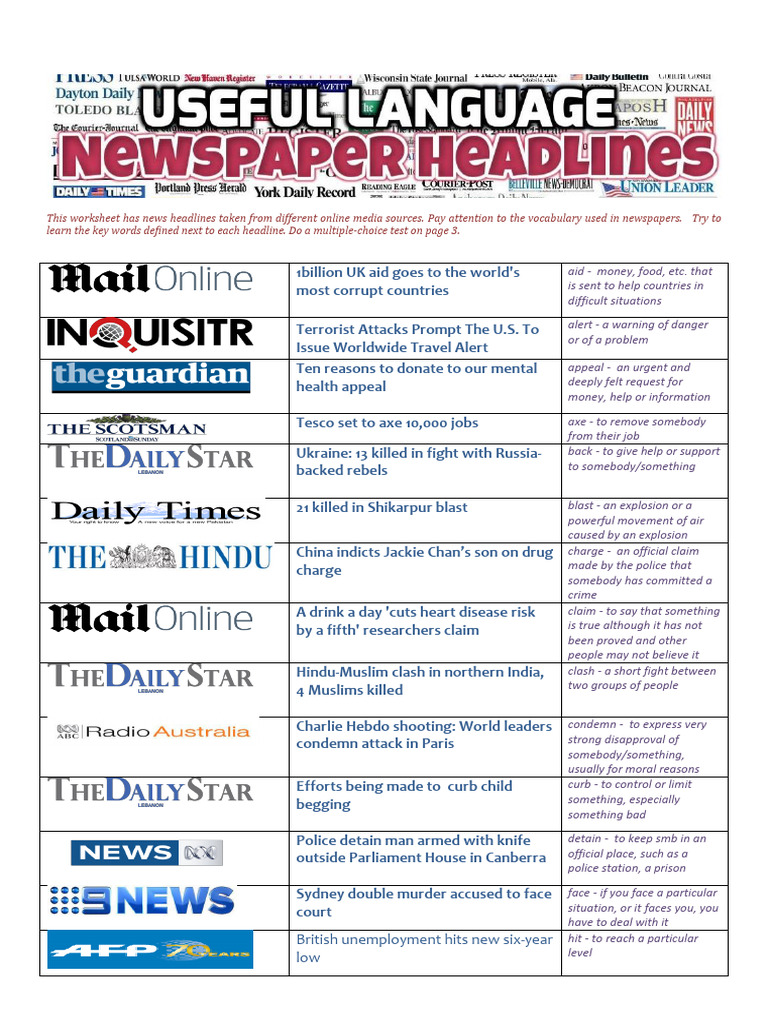 Headline vocabulary | PDF