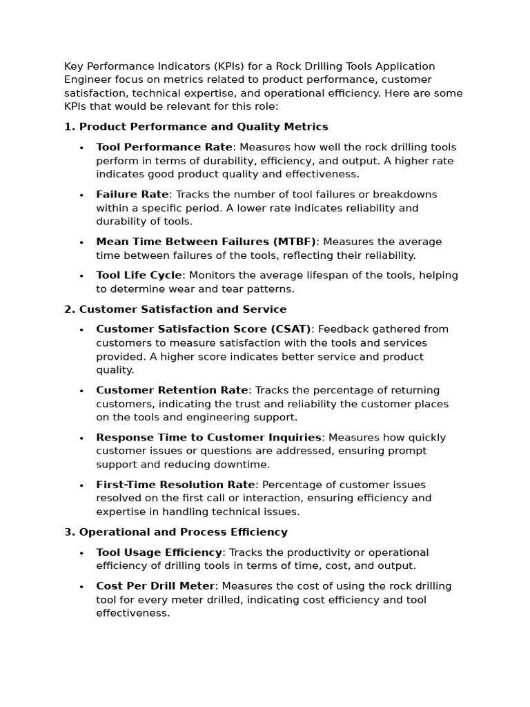 Key Performance Indicators of Application Engineer | PDF | Performance ...