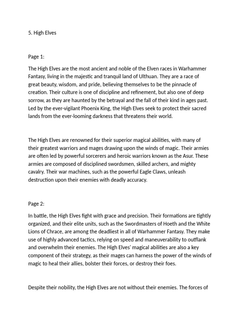 High Elves of Ulthuan: Guardians of Magic | PDF