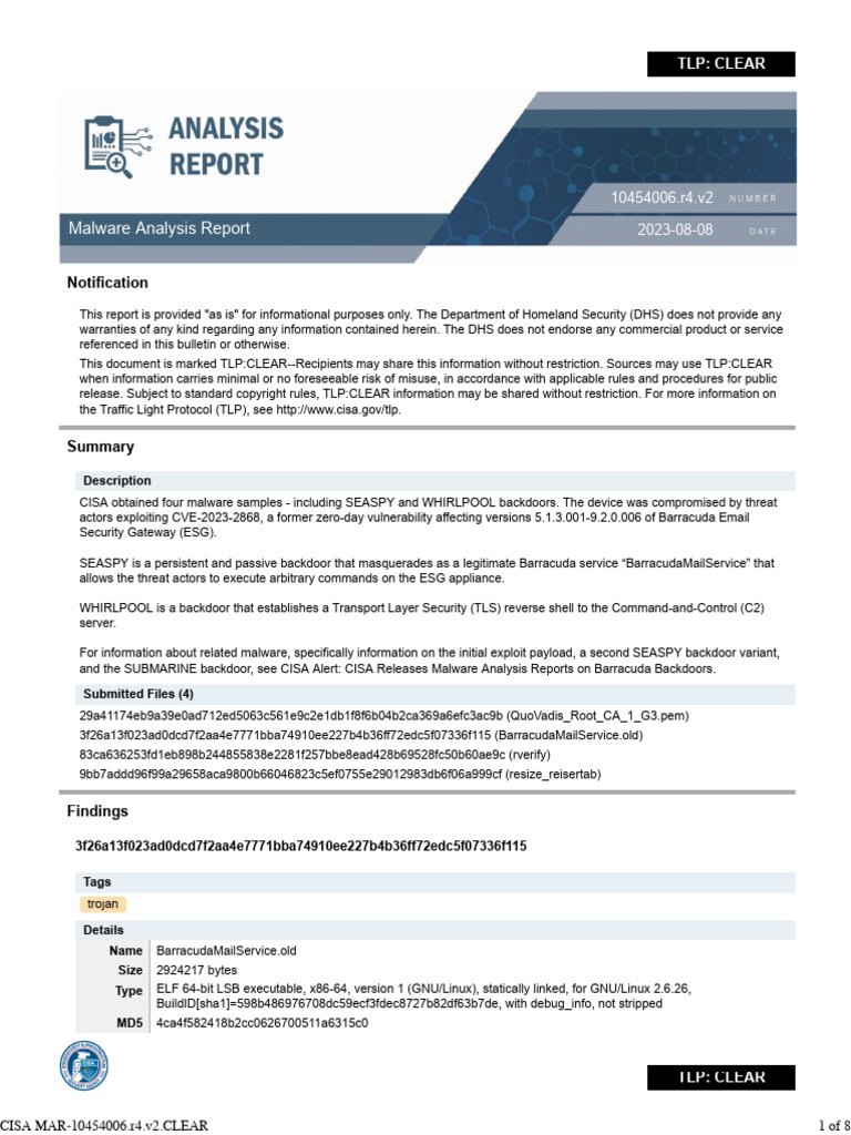 MAR-10454006.r4.v2.CLEAR Seaspy Whirlpool | PDF | Malware | Antivirus Software