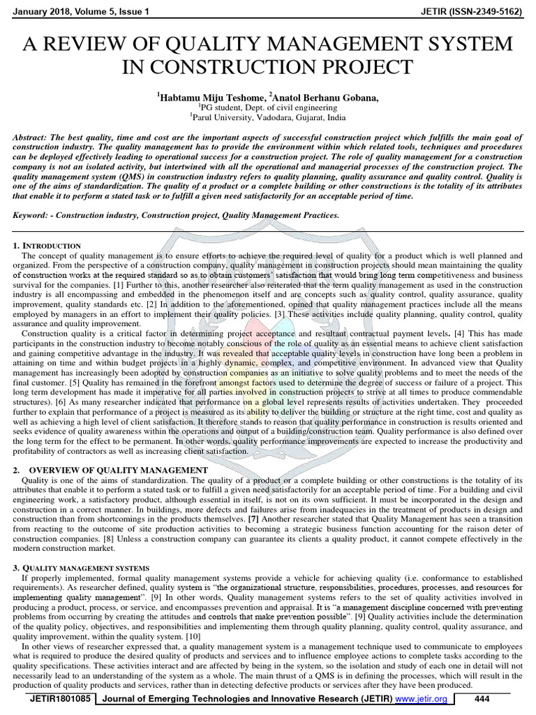 Best A Review of Quality Management System in | PDF | Quality Assurance ...