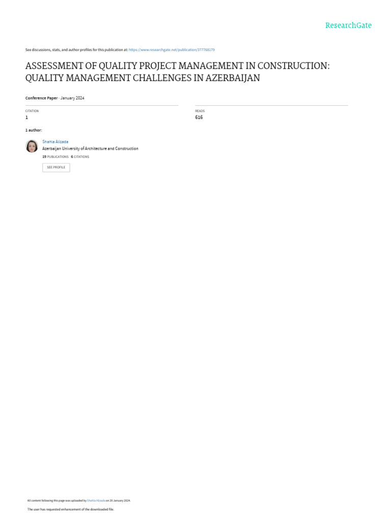 Assessment of Quality Project Management in Construction Quality ...
