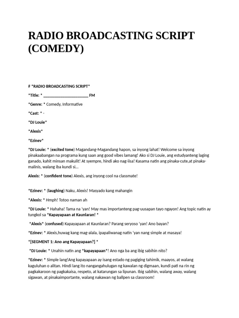 Radio Broadcasting Script | PDF