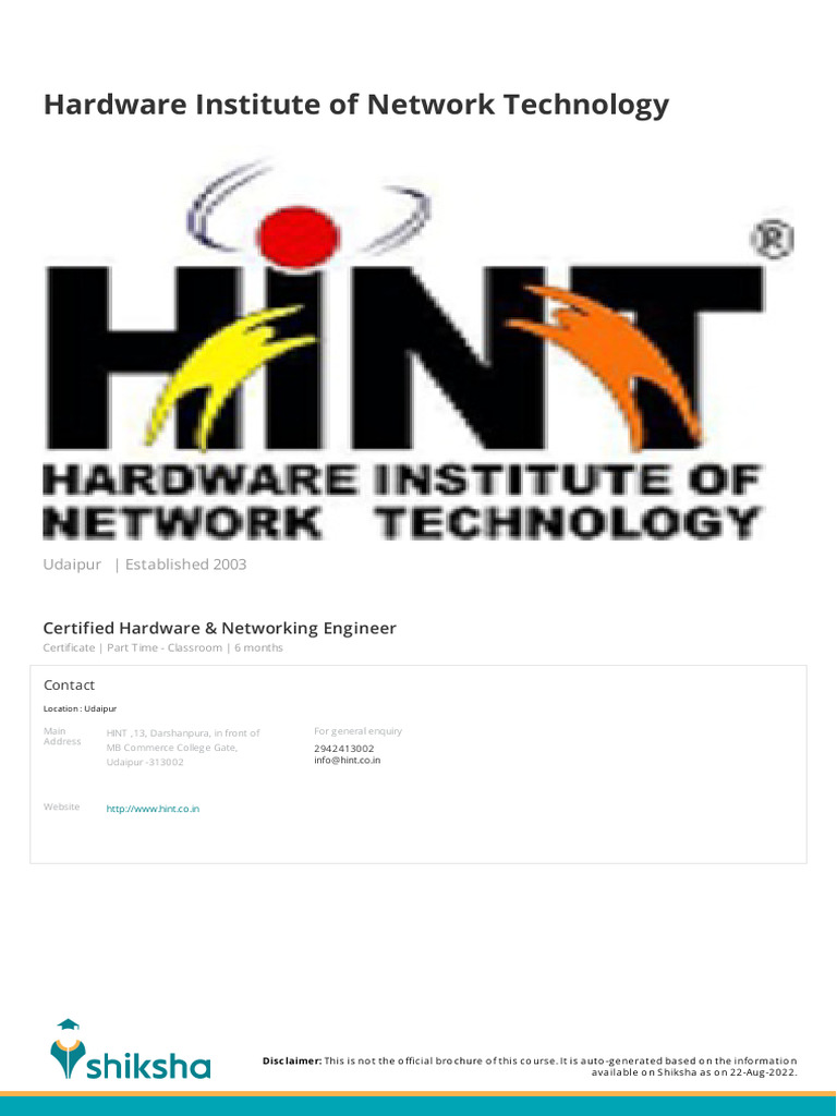 Certified Hardware & Networking Engineer | PDF