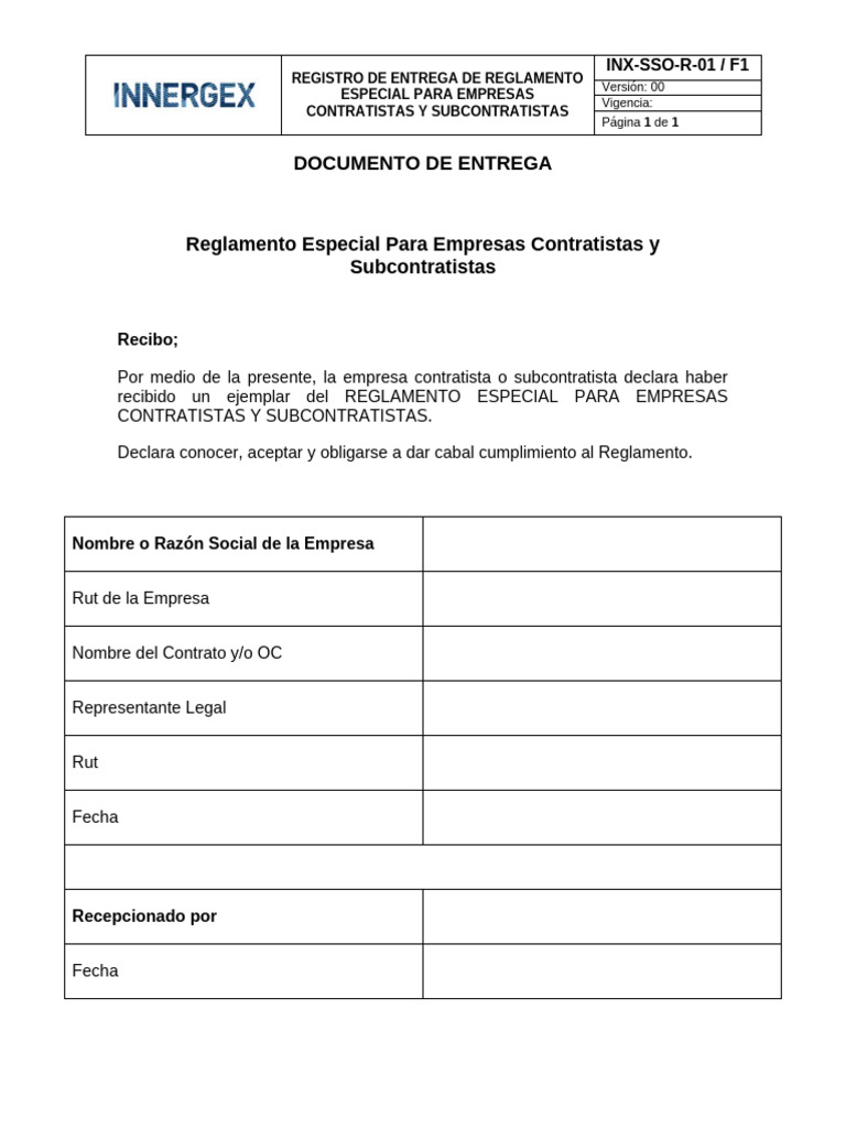 Registro Entrega de Reglamento Especial para EECC | PDF