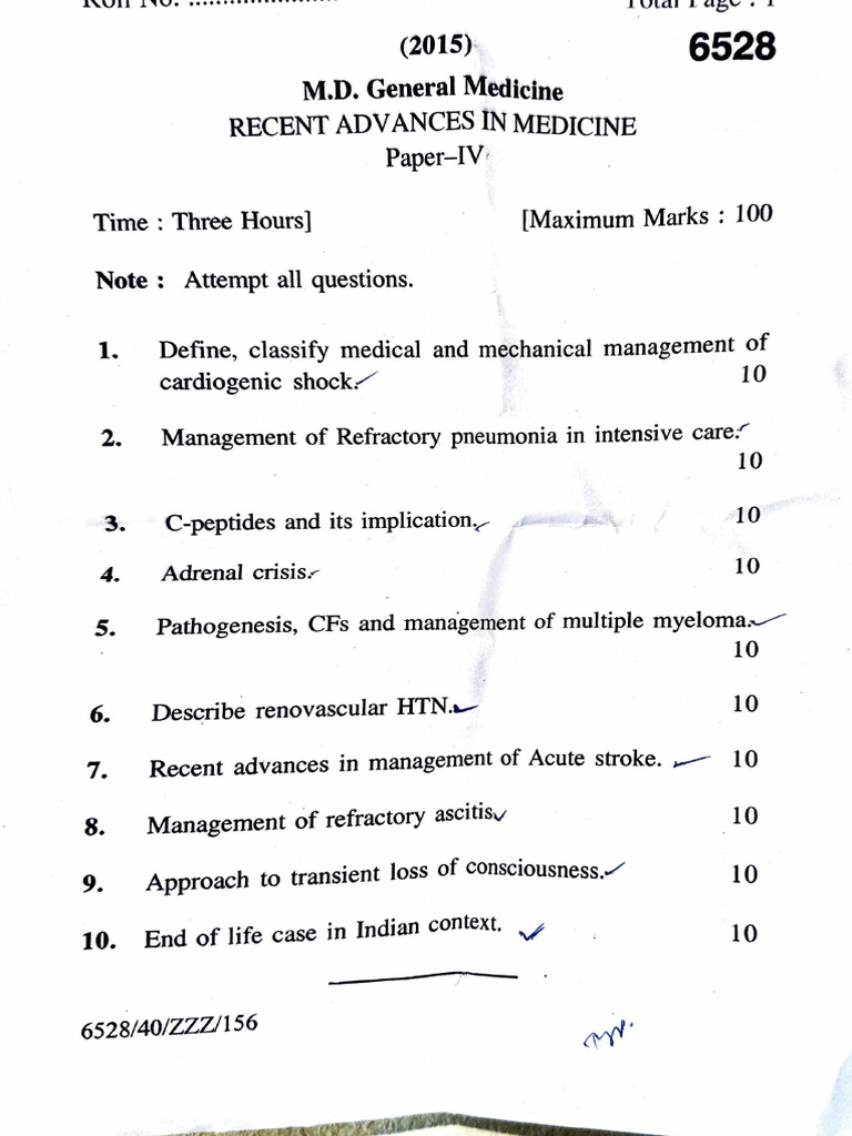 Medicine Paper 4 | PDF