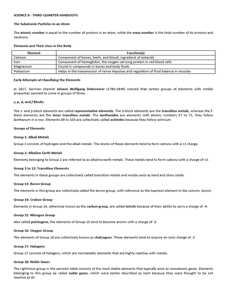 Understanding s and p Block Elements | PDF | Periodic Table | Ion