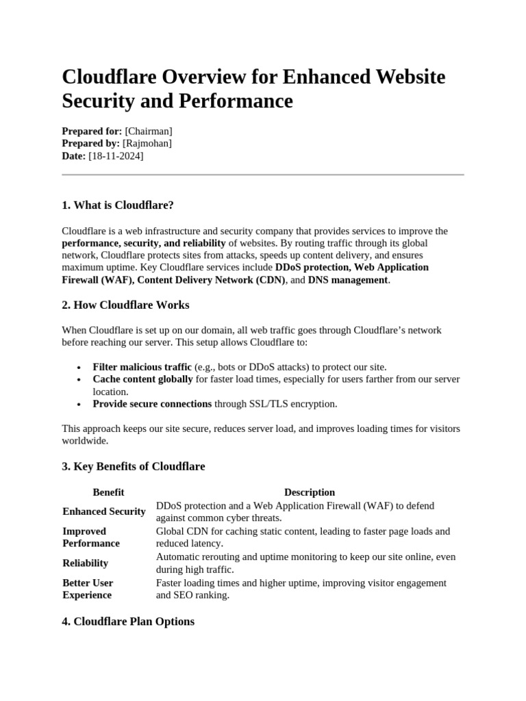 Cloudflare Overview For Enhanced Website Security and Performance | PDF ...