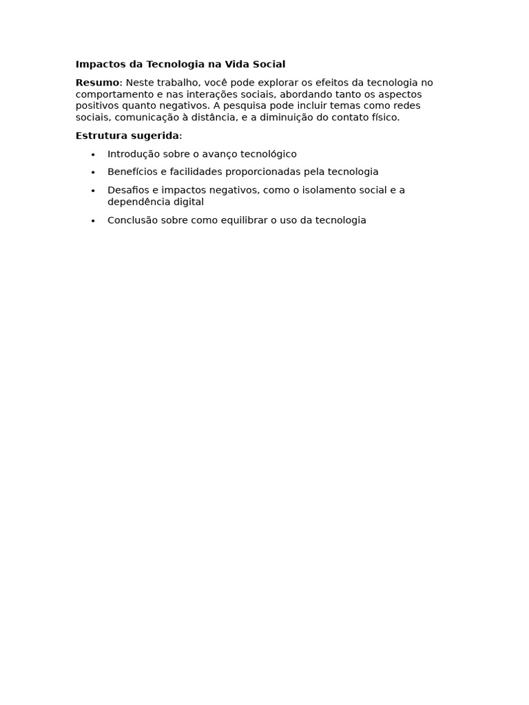 Efeitos da Tecnologia na Vida Social | PDF