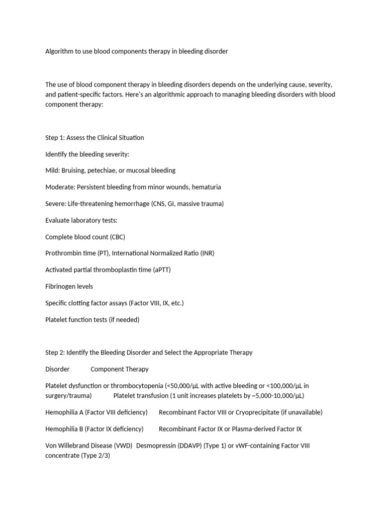 blood component in bleeding | PDF | Bleeding | Platelet