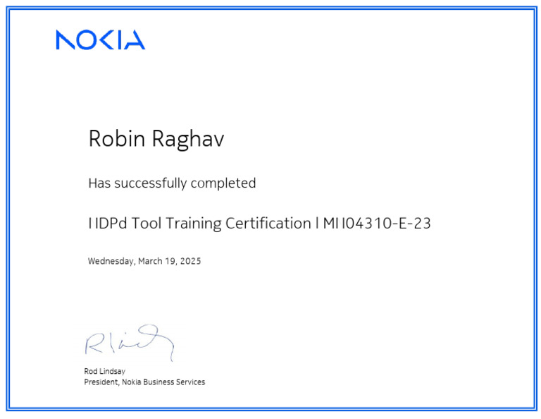 Robin - Raghav - NDPD Certificate | PDF
