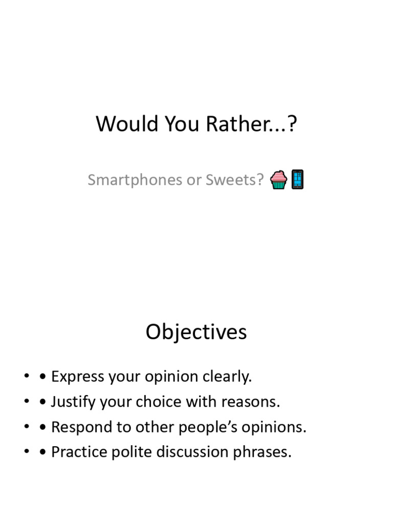 Would You Rather Speaking Activity | PDF