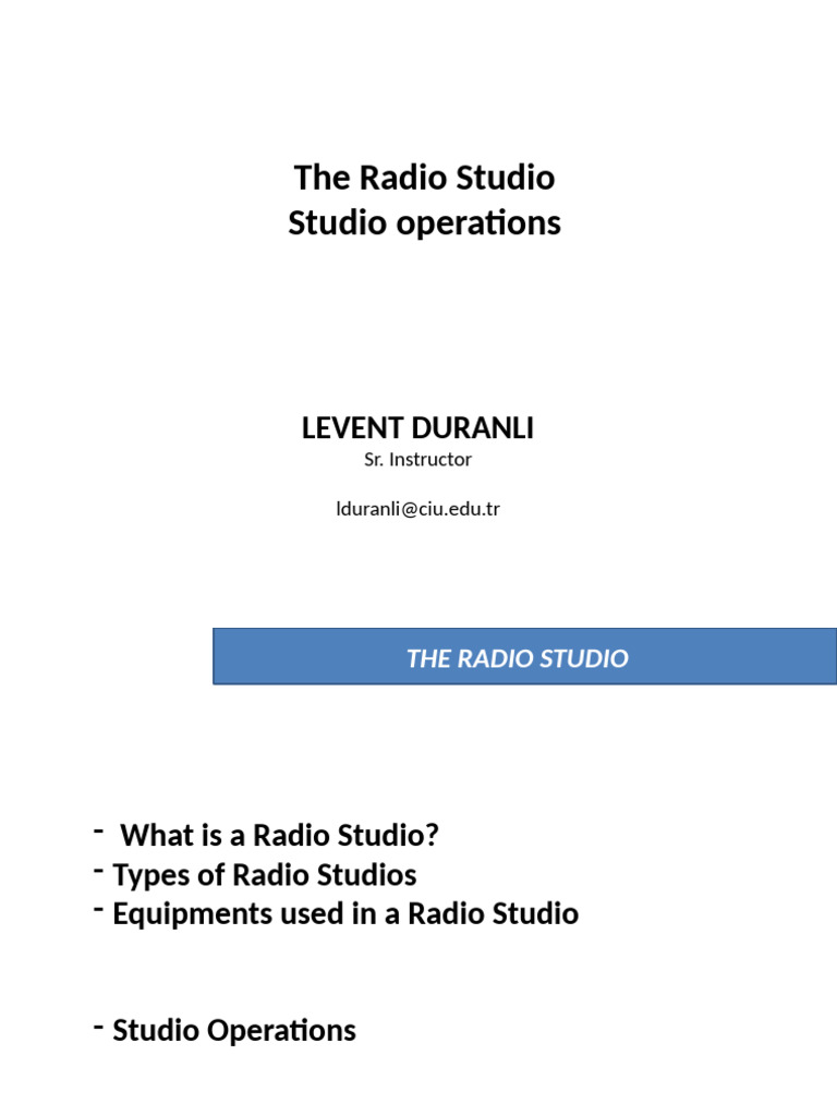 Radio Studio Operations Overview | PDF | Electrical Engineering | Audio ...