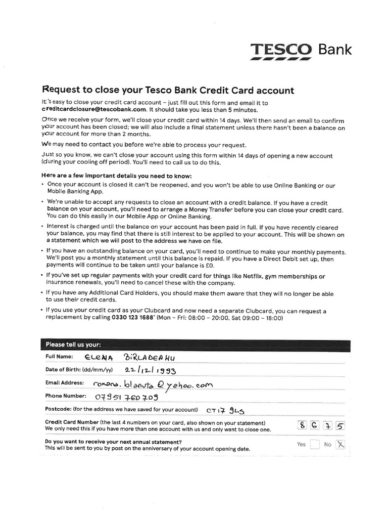 Credit Card Closure | PDF