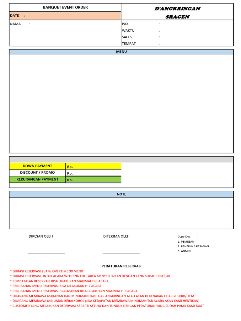 Format Reservasi Edit Booking | PDF