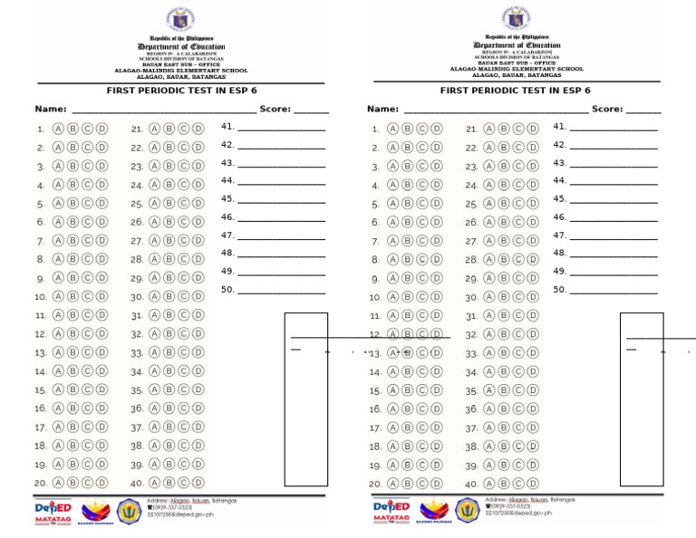 ANSWER SHEET_ESP | PDF