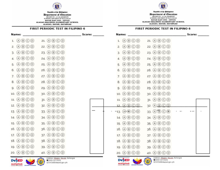 ANSWER SHEET_filipino | PDF