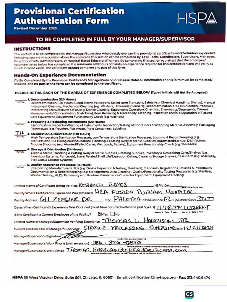 HSPA Authentication Form - R 3 | PDF