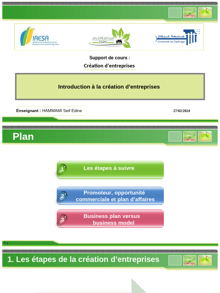 Création D'ent Support - 1 | PDF | Plan d'affaires | Modèle d'entreprise