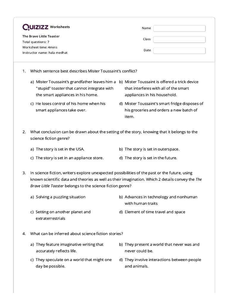 The Brave Little Toaster - Quizizz | PDF | Science | Cognition