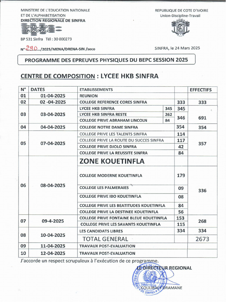 Programme Des Epreuves Physiques Bepc - Bac | PDF