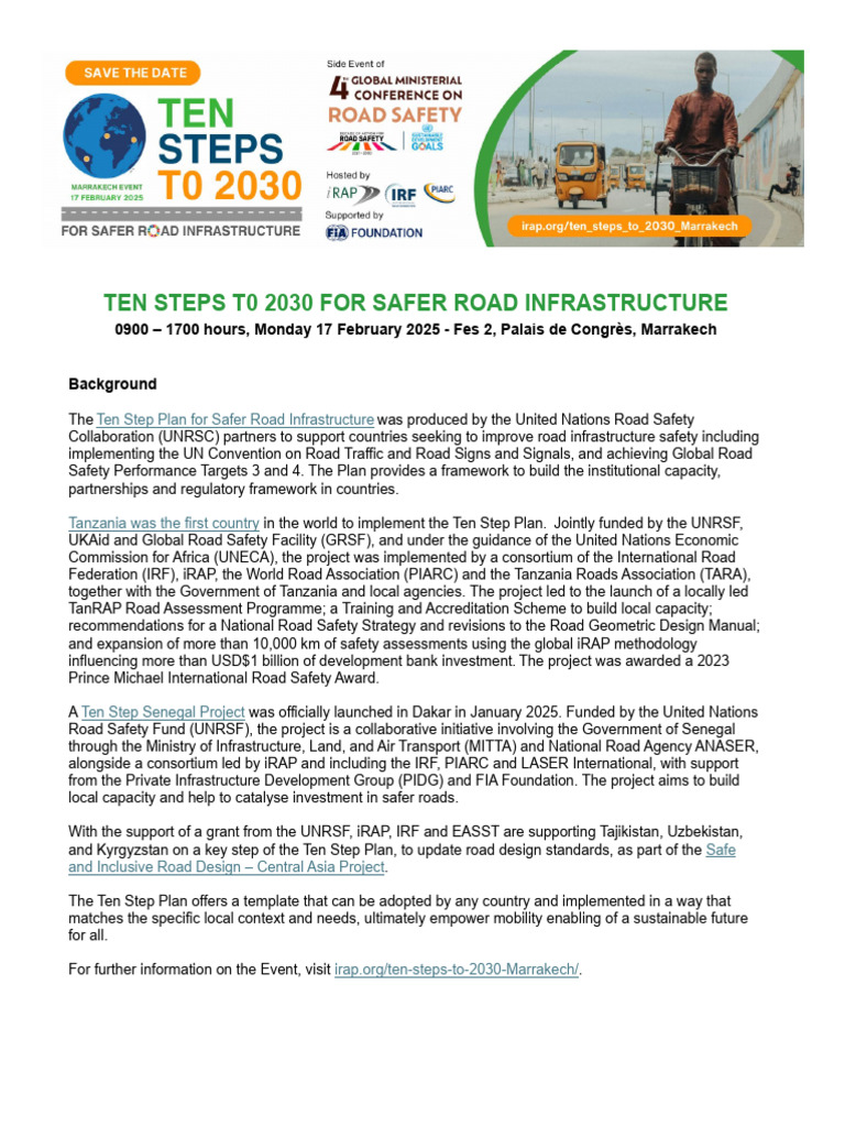 Ten Step Plan Side Event Marrakech Program WEB | PDF | Road Traffic ...