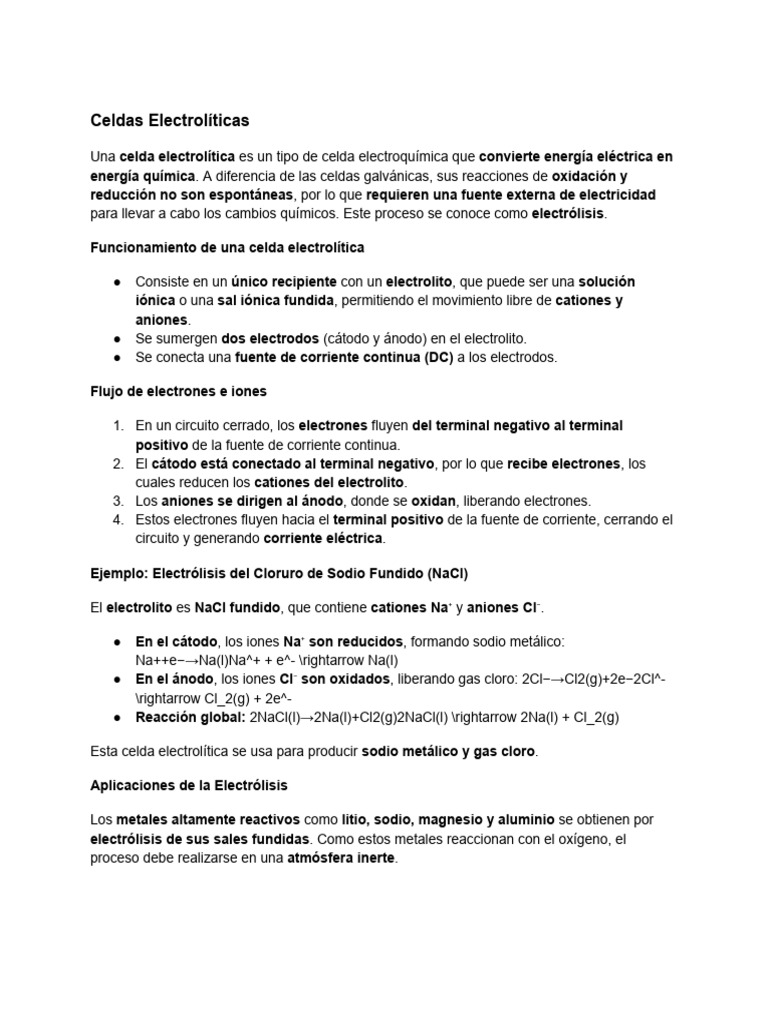 Celdas Electrolíticas | PDF