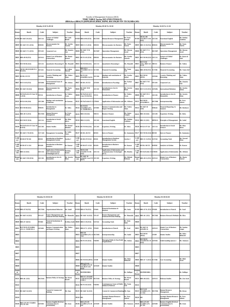 Ramdan-Timetable_Spring_2025-2[1] | PDF | Business | Economies