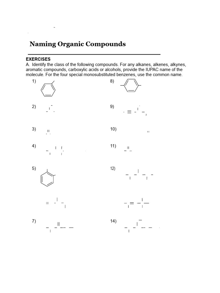 Organic Chemistry Worksheet - 7 | PDF | Methyl Group | Chemical Substances