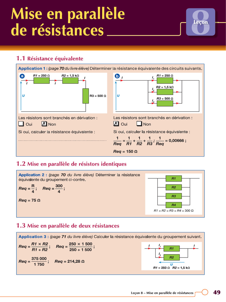 Leçon Résistance en Parallèle | PDF