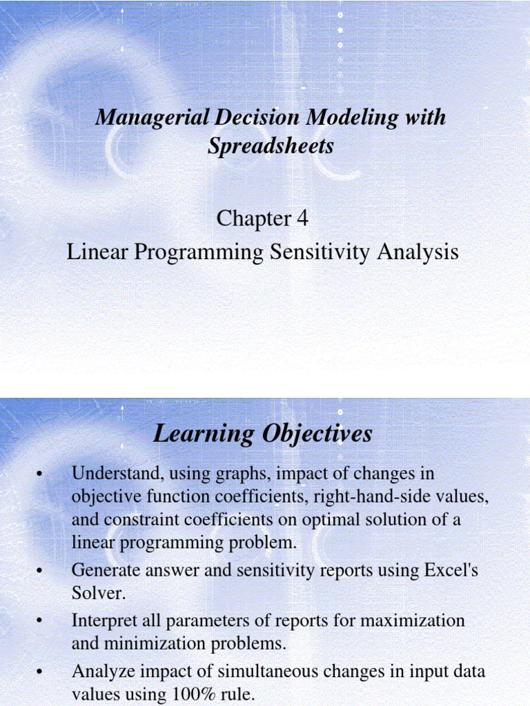 Linear Programming Sensitivity Analysis | PDF | Sensitivity Analysis | Mathematical Optimization