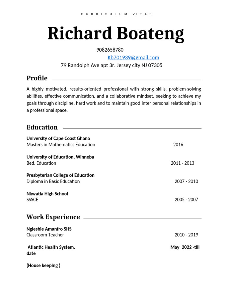 Richard Boateng's Professional CV | PDF