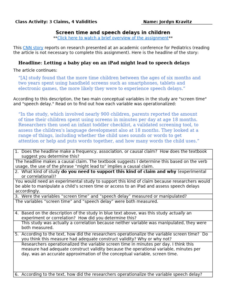 1 3 Claims 4 Validities Activity - Final | PDF | Validity (Statistics ...