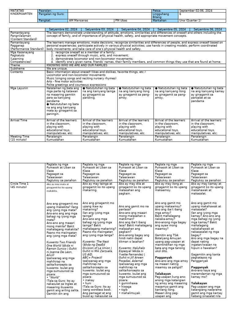 Matatag LP - Week 6 | PDF