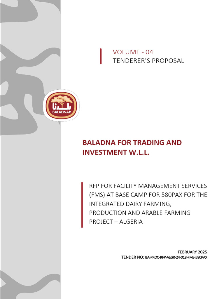 Facility Management RFP for Algeria Farm | PDF | Subcontractor | Specification (Technical Standard)