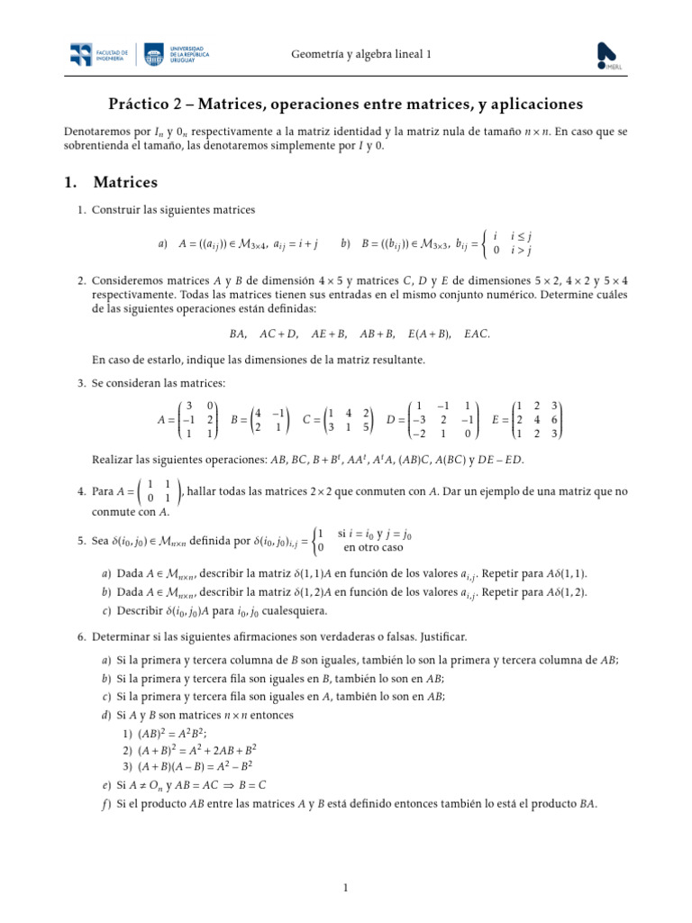 PR Actico 2 - Matrices, Operaciones Entre Matrices, y Aplicaciones ...