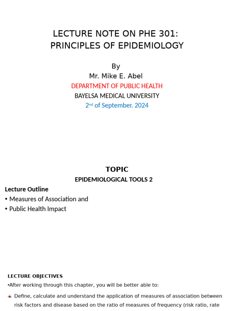 Epidemiological Tools Ii - 015539 | PDF | Relative Risk | Odds Ratio