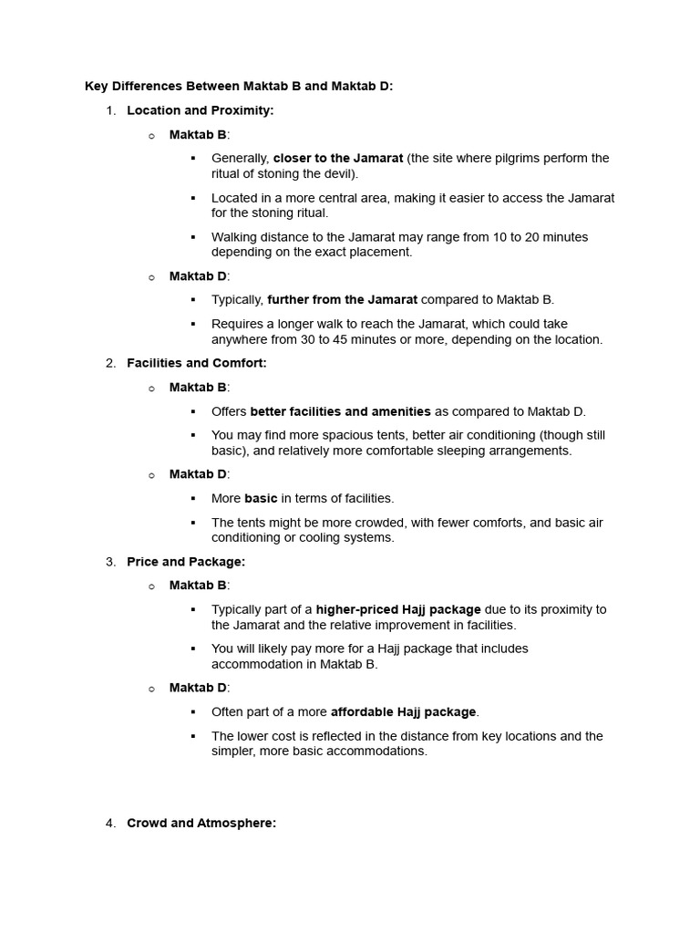 Key Differences Between Maktab B and Maktab D 1 | PDF | Hajj