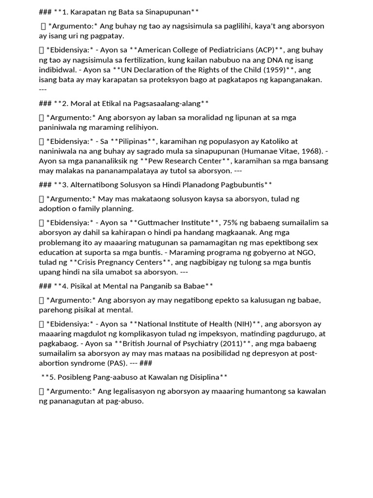 EsP Bawal Ang Aborsyon | PDF