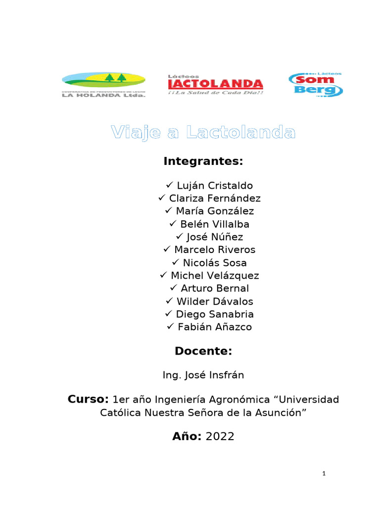 Lactolanda Trabajo | PDF | Leche | Productos lácteos