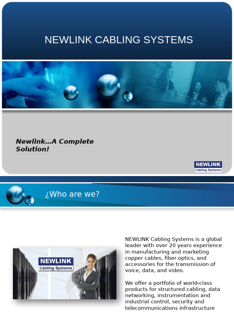 Newlink Pressentacion Corporativa 1.0 - Eng | PDF | Fiber Optic ...