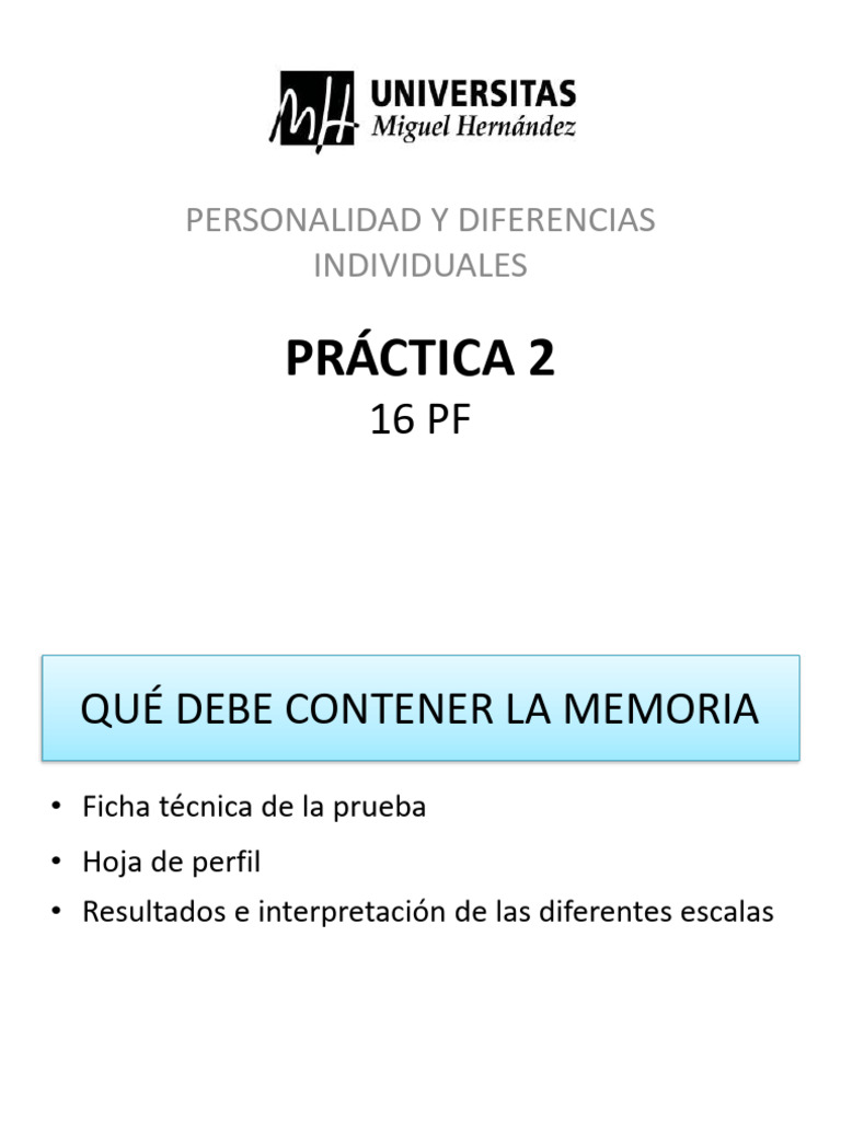 Práctica 1. 16PF | PDF | Conceptos psicologicos | Ciencias del comportamiento